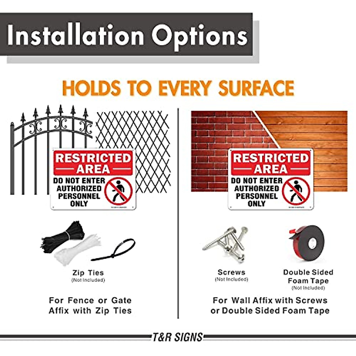 Restricted Area Do Not Enter Authorized Personnel Only Sign - 2 Pack - 10 x 7 Inches Rust Free .040 Aluminum - UV Protected, Waterproof, Weatherproof and Fade Resistant - 4 Pre-drilled Holes