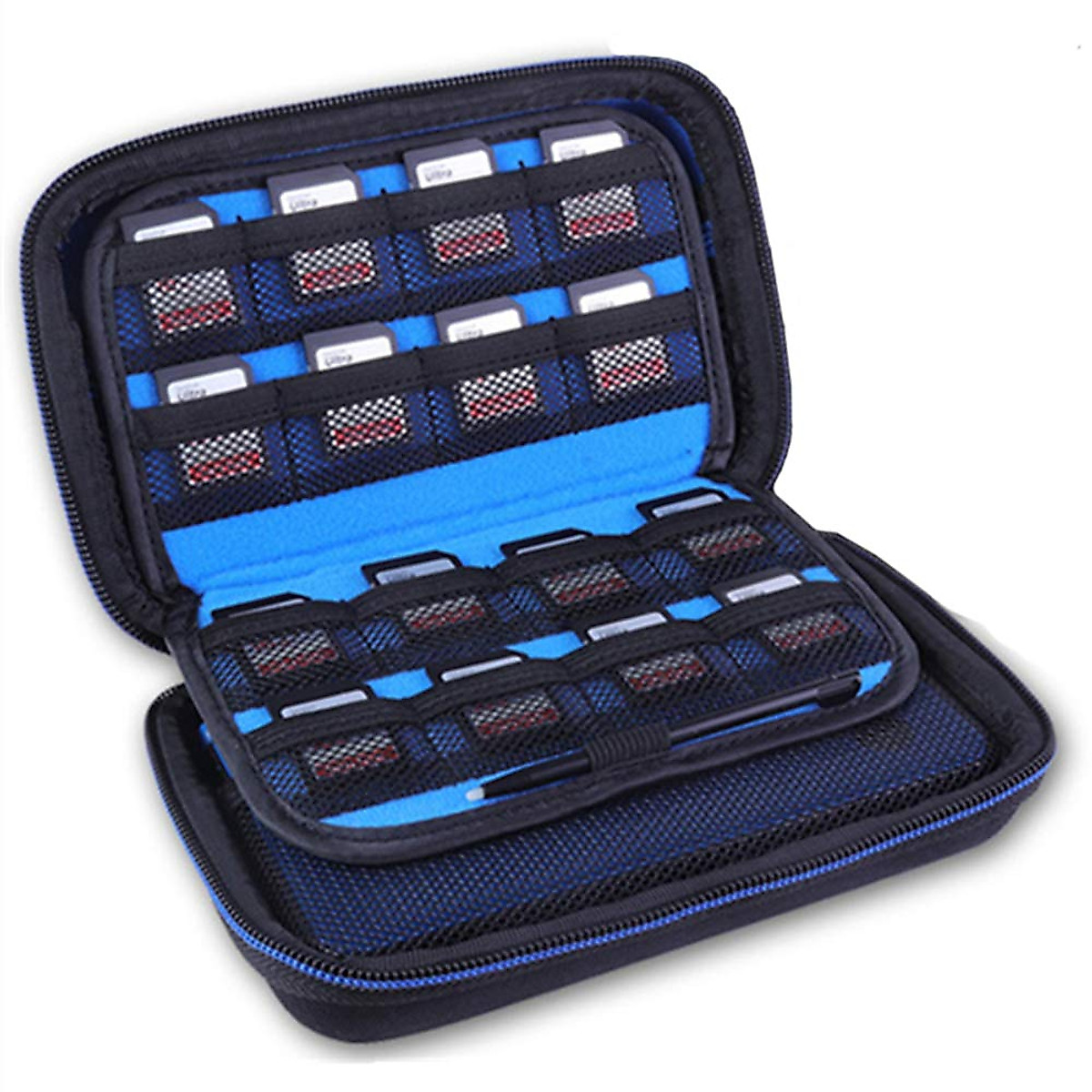 YOUNGFIT Soyan Carrying Case for Nintendo 2DS XL and New 3DS XL, 16 Game Card Holders, with Carry Handle (Blue)