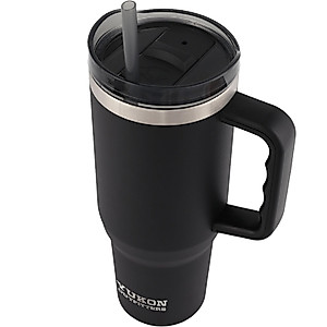 Yukon Outfitters Fit Forty 40oz Double Wall Vacuum Insulated Stainless Steel Tumbler with Reusable Straw & Ergonomic Handle | For Hot or Cold Beverage, Black