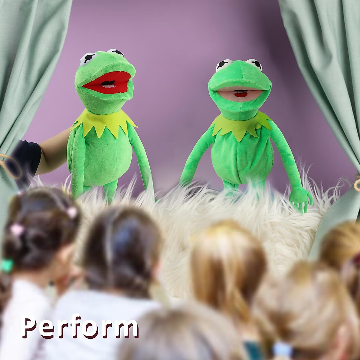 Kermit Frog Hand Puppet, Frog Plush,The Muppets Show, Soft Frog Puppet Doll Suitable for Role Play -Green, 24 Inches