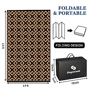 sapsisel Patio Rug Plastic Straw Rug 5' x 7', Outdoor RV Rug Reversible Mat Waterproof for Camping, Backyard, Deck, Picnic, Pool