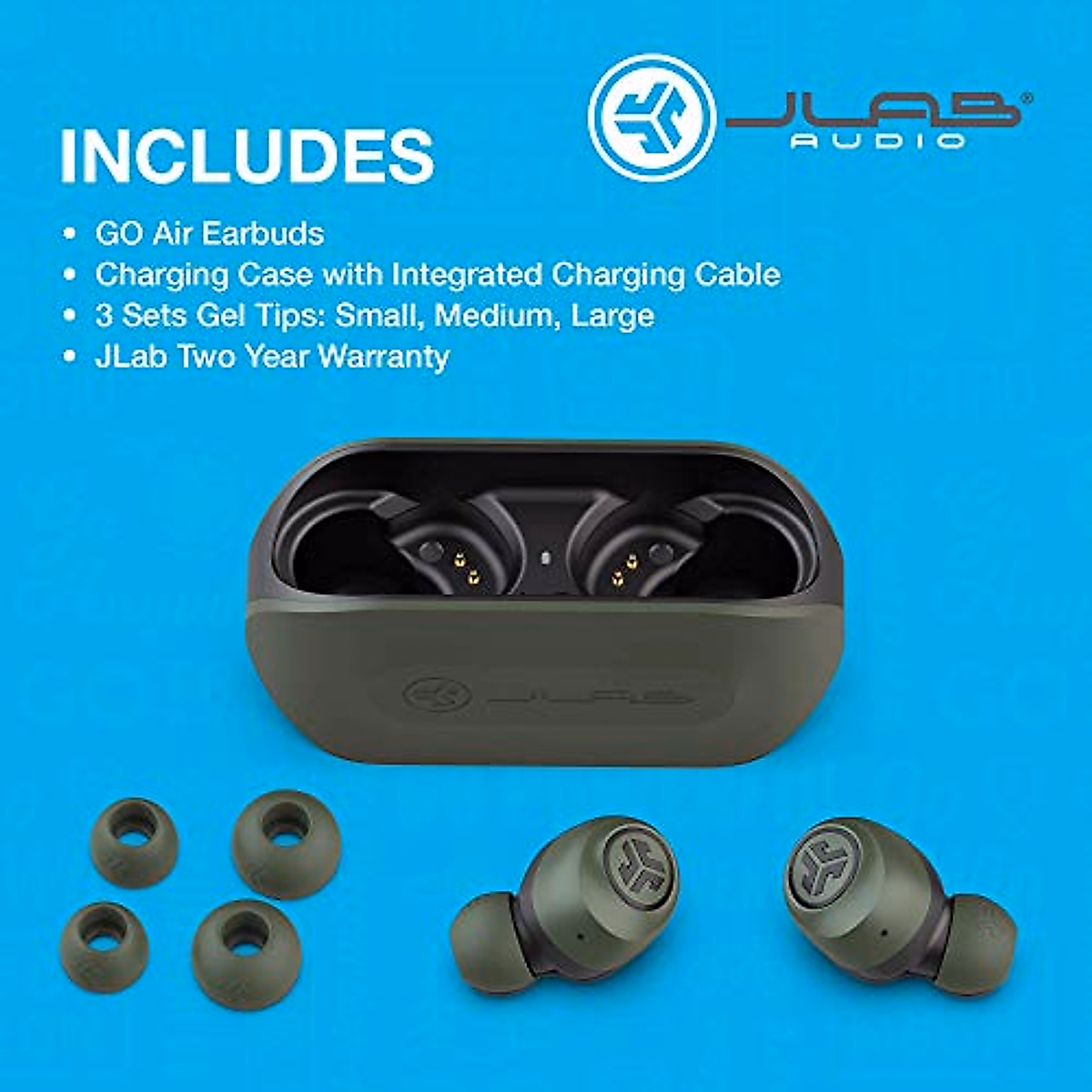JLab Go Air True Wireless Bluetooth Earbuds + Charging Case - Green ...