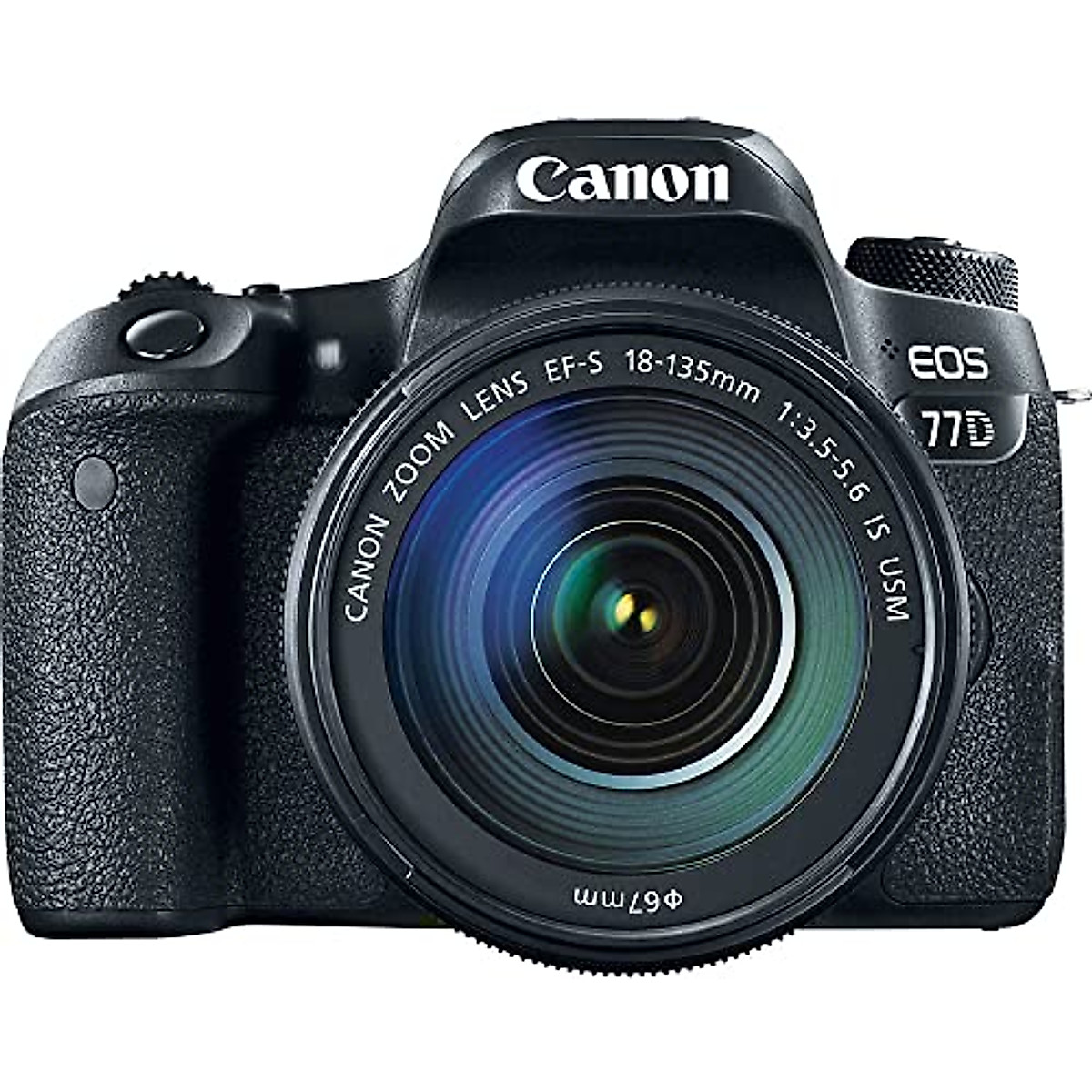 Canon EOS 77D DSLR Camera with 18-135mm USM Lens (1892C002) + 64GB Memory Card + Case + Card Reader + Flex Tripod + Hand Strap + Cap Keeper + Memory Wallet + Cleaning Kit (Renewed)