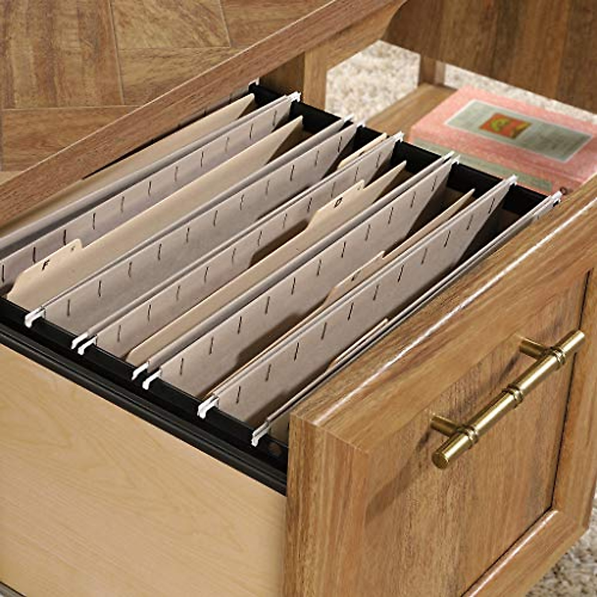 Sauder Coral Cape Desk, L: 58.62" x W: 23.47" x H: 30.0", Sindoori Mango Finish