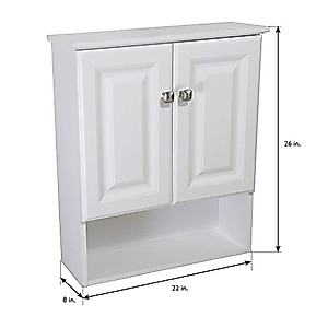 Design House Wyndham Bathroom Wall Cabinet 2-Door, 1-Shelf, 22 x 26, White