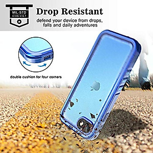 SPORTLINK Waterproof Case for iPhone SE 3rd 2022/iPhone SE 2nd 2020/iPhone 7/8 - Full Body Shockproof Dustproof Phone Screen Protector Rugged Waterproof Case for iPhone SE3/SE2/7/8 (Blue)