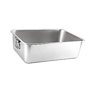 Bothyi Open Litter Box for Indoor Cats, Kitten Potty Pan Kitten Toilet Stainless Steel Container Pet Litter Tray for Small Large Cats Bunny, 45cmx35cmx10cm