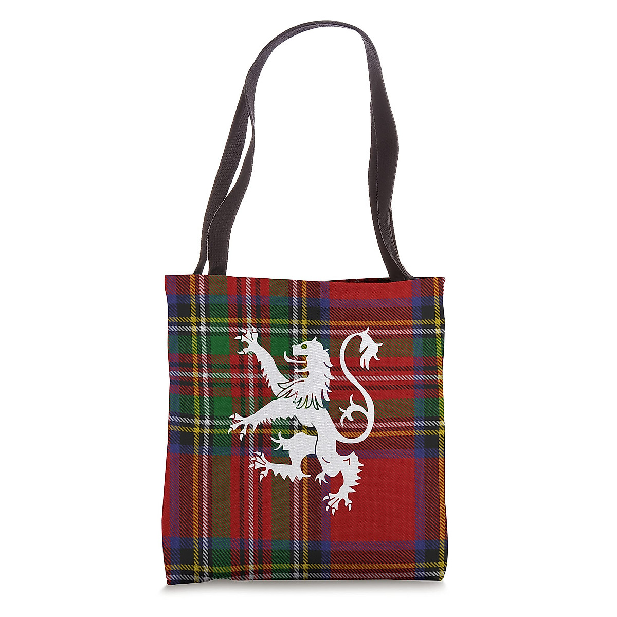Scottish Tartan Red Plaid Scotland Lion Royal Stewart Clan Tote Bag