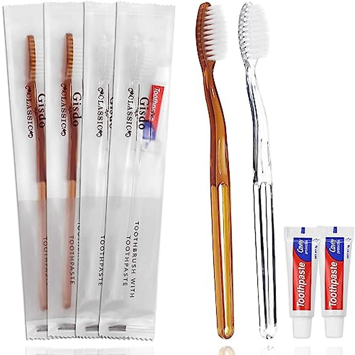 Disposable Toothbrushes with Toothpaste Individually Wrapped, 30 Pack Disposable Toothbrushes Bulk Toothbrushes Medium Soft Bristle, Manual Travel Toothbrush Kit for Travel Hotel Guest, 2 Colors