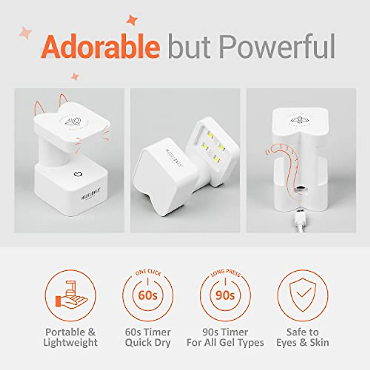 modelones Mini UV Light for Nails, UV Nail Lamp, Nail Light with 2 Timers for Fast Nail Extension, LED Nail Lamp, Portable USB Nail Dryer for Travel