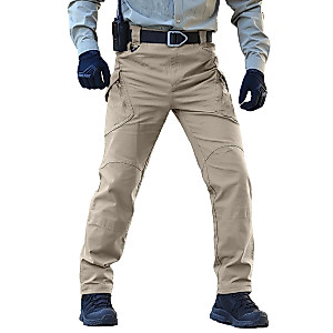 NAVEKULL Men's Work Cargo Pants Lightweight Tactical Pants for Men Stretch Cotton Military Army Combat Slim Fit Hiking Outdoor Trousers with Multi Zipper Pockets