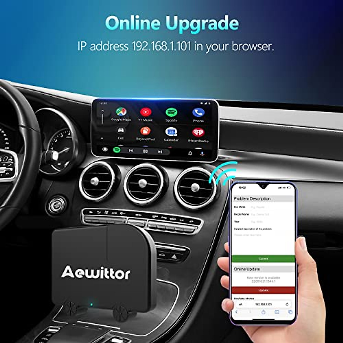 2023 Android Auto Wireless Adapter for OEM Factory Wired Android Auto Cars, Plug & Play Easy Setup Wireless Android Auto Dongle for Android Phones Converts Wired Android Auto to Wireless