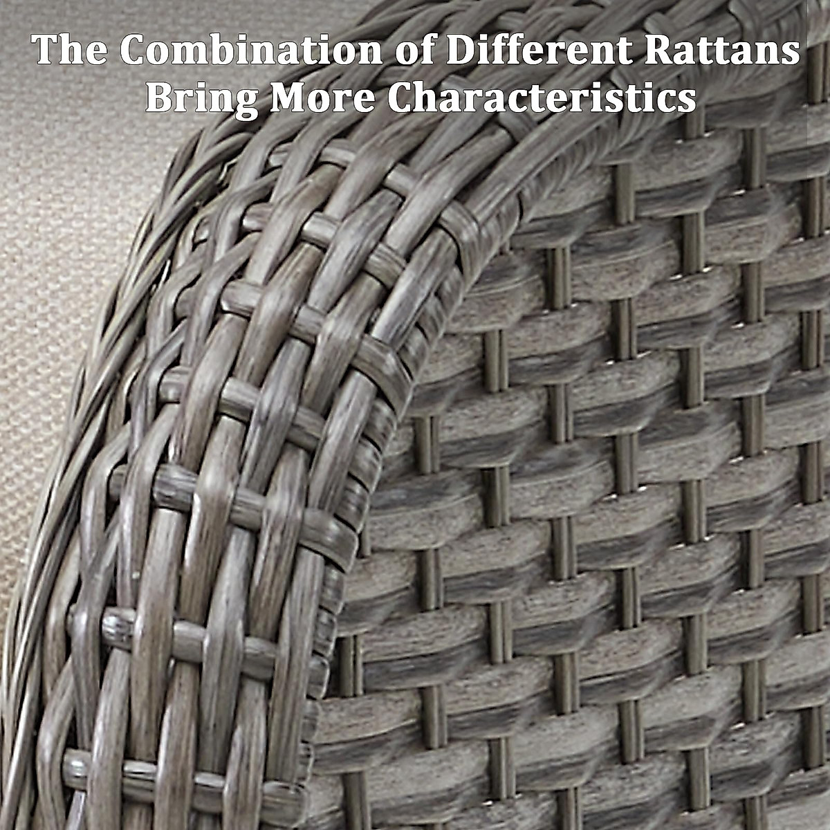 LUMIINOFAMI 3 Piece Patio Couch PE Wicker 3-seat Sofa, 73.6'' Long Outdoor Couch Patio Sofa with 2 Ottoman, Barrel-Shaped Wicker Sofa Outdoor Furniture Rattan Wicker Sofa for Patio Deck Porch