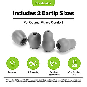 Durabasics Stethoscope Ear Tips Replacement for Littmann Stethoscopes - Compatible with Littman Ear Tips Replacement, Stethoscope Ear Pieces, Littmann Stethoscope Parts & Cardiology IV Parts - Grey