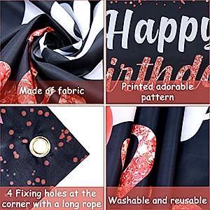 Trgowaul Happy Birthday Banner Backdrop - Red Black Birthday Party Decorations, Birthday Party Supplies Kids Men Women, Bday Gifts Sign Photo Booth Background Decor Girls Boys Outdoor 70.8*43.3 inches