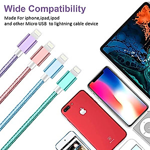 iPhone Charger Cord 4Pack【3FT/6FT/6FT/10FT】MFi Certified Lightning Cable Fast Charging Cord Nylon Braided iPhone Charging Cable Compatible with iPhone13 /12/11 /Pro Max/XR/8/7/6/6s/SE 2020-Multicolor