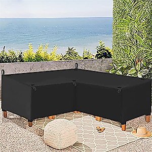 GARPROVM Patio V-Shaped Sectional Sofa Cover, Waterproof Outdoor Sectional Furniture Cover, Heavy Duty 420D Oxford Cloth Outdoor Sofa Cover Garden Couch Fits up to 100 x 100 x 33 inches