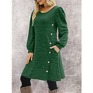 XIEERDUO Womens Long Sleeve Dresses Christmas Sweater Dress For Leggings Tunic Xmas Green S