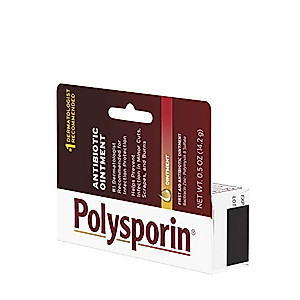 Polysporin First Aid Topical Antibiotic Skin Ointment with Bacitracin Zinc & Polymyxin B Sulfate, for Infection Protection & Wound Care, Neomycin-Free, Travel Size, 0.5 oz