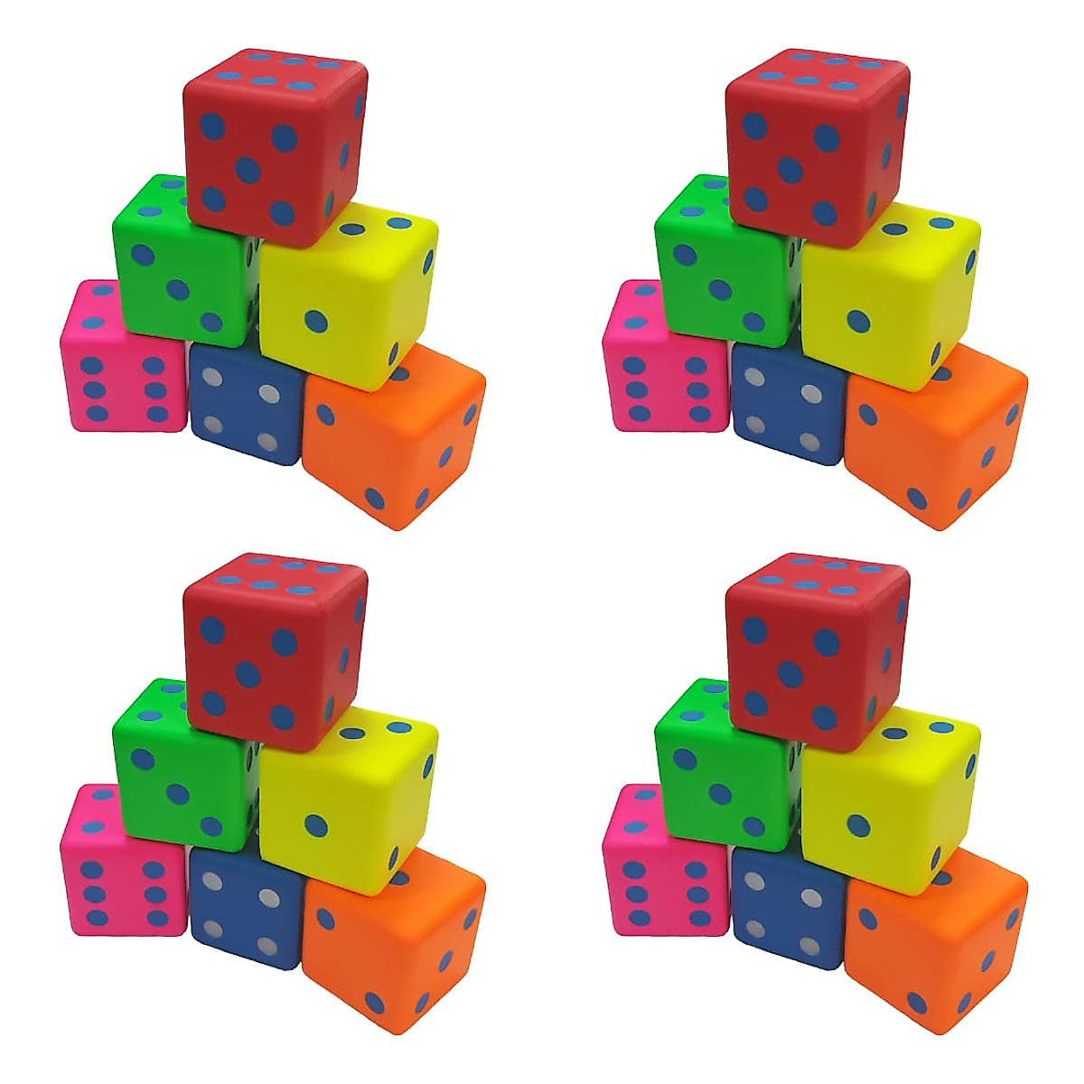 Macro Giant 3.2 Inch PU Soft Foam Playing Dice, Set of 24, Multi Colors, Round Edge, Toy Brick, Board Games, Math Teaching, Kid Toy Gifts, Educational Toy