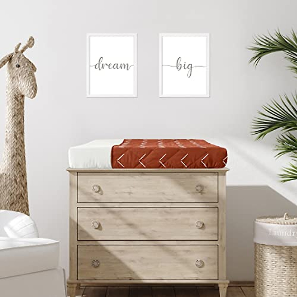 Sweet Jojo Designs Boho Arrow Boy Girl Baby Nursery Changing Pad Cover - Ivory Burnt Orange Rust Off White Farmhouse Southwest Shabby Chic Designer Chevron Neutral Bohemian Diamond Tuft Collection