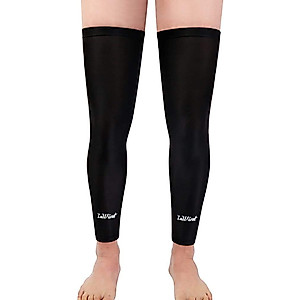 Luwint Long Compression Leg Sleeves for Women Men Comfortable and Non-Slip UV Protection Leg Knee Brace Supports for Sports Basketball Running Cycling, Black, 1 Pair (Large)