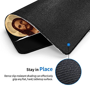 Funny Christian Mouse Pad Jesus Black Mousepad for Desk with Non-Slip Rubber Base Square Computer Laptop Mouse Pads for Wireless Mouse Home Office Decor Desk Accessories, 9.5×7.9 in, Saw That