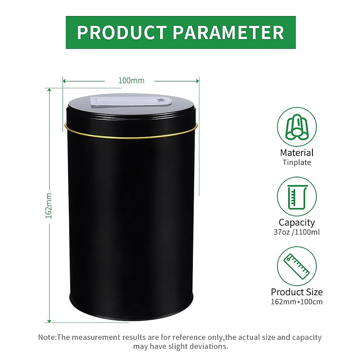 Cuopru Yerbero Yerba Mate Container with Spout - Pouring Lid Easy Filling Mate Cup - Works for Dispenser Sugar, Tea, Coffee, Container for Ground Coffee (Balck)