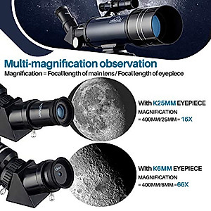MAXLAPTER Telescope for Adults Astronomy Beginners, 70mm Aperture Refractor Telescope for Astronomy, Portable Telescope with Tripod, Smartphone Adapter, Two Eyepieces, Backpack