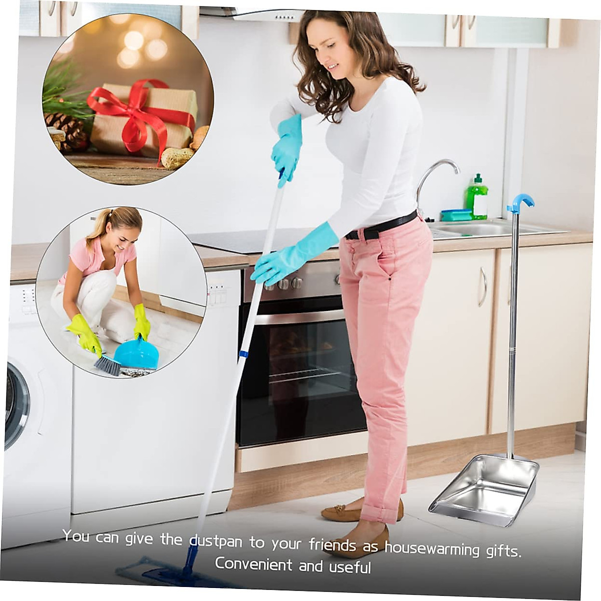 ORFOFE Stainless Steel Garbage Bin Cleaning Supplies Long Handle Dustpan Household Cleaning Dustpan Upright Pans Kitchen Cleaning Shovel Commercial Products Dustpan Outdoor Silver Plastic