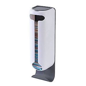 Obsoorth Wall Mounted Plastic Bag Holder Lightweight AdhesiveLarge Capacity Easy-Access Opening Grocery Bag Storage Dispenser for Kitchen Bathroom Office