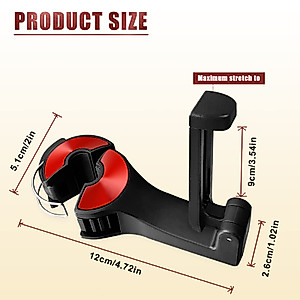 2 In 1 Car Seat Hooks for Purses and Bags with Phone Holder, 360 Degrees Rotation Headrest Hooks, Car Headrest Hidden Hook, Universal Car Headrest Storage Organizer Hanger Hook, Red