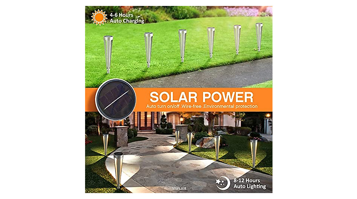VISFLAIR Solar Pathway Lights - 6 Pack for Your Garden