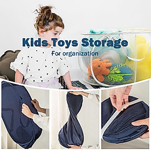 Violinak 4 Pack Collapsible Laundry Baskets Dual Compartment, Mesh Pop Up Hamper with Easy Carry Handles, Foldable laundry hamper for College Dorm, Kids Room, Laundries and Travel, toy storage basket