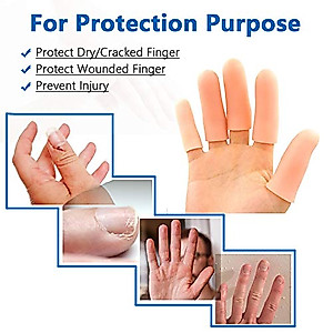 JKcare Large Finger Cots, 10 Pack Silicone Finger Sleeves Support for Trigger Finger & Arthritis - Finger Covers Protector for Cracked Finger, Corn & Callus Pain Relief