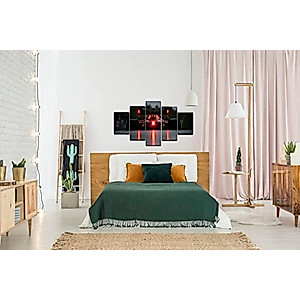 Red Bull F1 HD Printed Car Art Painting 5 Piece Sports Car Pictures Printed on Canvas Painting Wall Art for Living Room Decor Bedroom Racing Cart Modern Home Painting - 50''Wx 24''H (Without Frame)