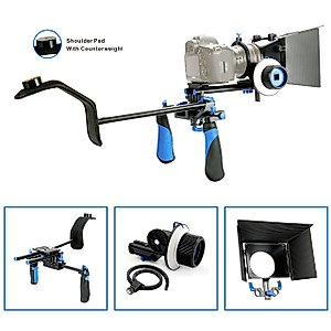 Morros Professional DSLR Rig with Follow Focus and Matte Box for All DSLR Cameras and Video Camcorders