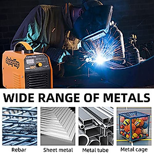 display4top MMA Stick Welder, 160A ARC Welder Machine IGBT Digital Display LCD Hot Start Inverter DC Stick Welder, 110/220V Dual Voltage Portable Welding Machine