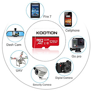 KOOTION 128GB Micro SD Cards 5-Pack, Class 10 MicroSDXC Flash Memory Card, Full HD Video Recording, UHS-I TF Card for Security Camera/Smartphone/Tablet/Drone/PC, C10, U1 (5Pack)