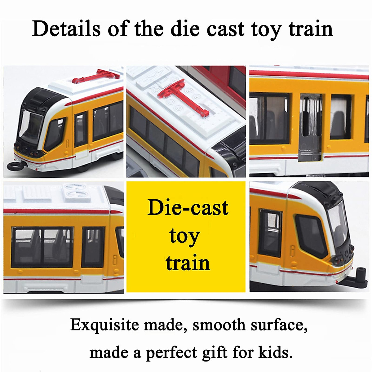 OTONOPI Toy Train Set Subway Bullet Train High Speed Locomotive Engine Die Cast Model Car for Kids Pack of 4