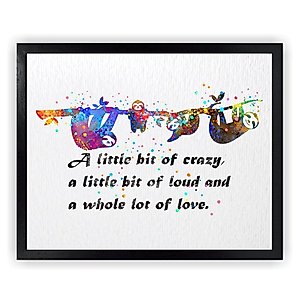 Dignovel Studios 8X10 Unframed Sloth Family of Four Family Motherhood Watercolor Art Print Poster Wall Art Nursery Kids Office Home Decor DN605