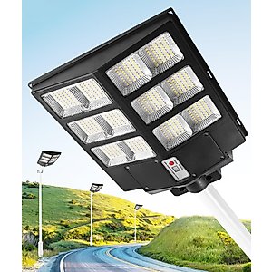 600W Solar Street Lights Outdoor ,20000mah high-capacity battery, 60000LM High Brightness LED Lamp, with Motion Sensor and Remote Control, for Parking Lot, Yard, Garden, Patio, Stadium, Piazza