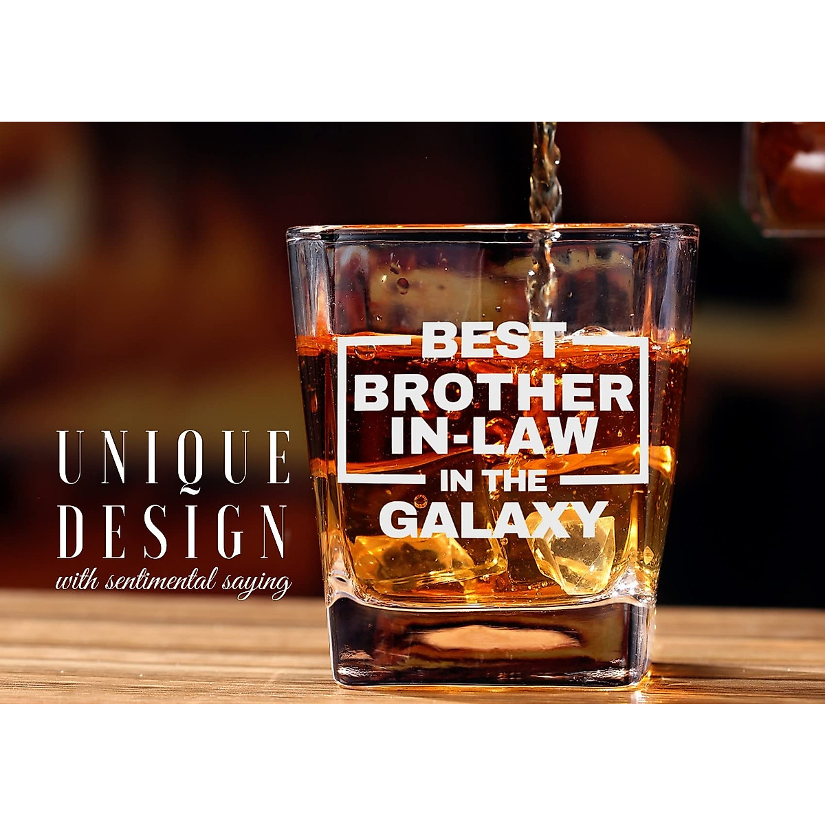 Onebttl Gifts for Brother in Law from Sister in Law, Funny Gift Idea for the Best Brother for Christmas, Birthday, Whiskey Glass - Best Brother in Law in the Galaxy