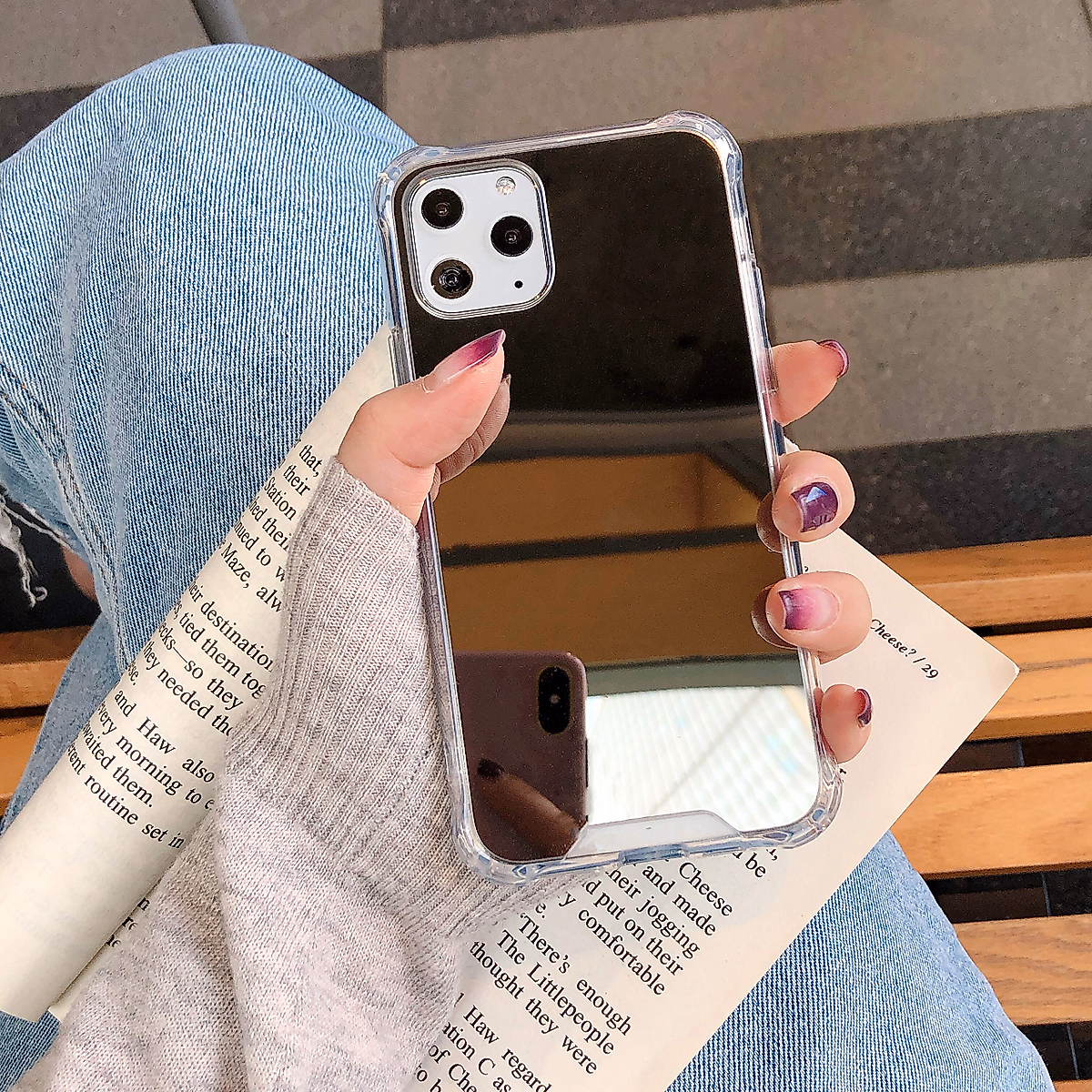 KEXAAR Mirror case for iPhone 11 Pro Max Case, [Four Corner Thick Guard Shockproof] Hard Back Soft Bumper Protective Cover Girls Woman Makeup Touch up Back Camera Selfies (Mirror 11 ProMax)