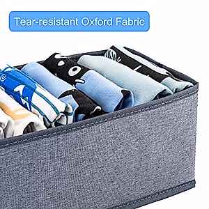 ULG Clothing Drawer Organizer Machine Washable Closet Drawer Dividers Foldable Sock Underwear Organizer Closet Dresser Drawer for Bras Socks Ties Belts Scarves Nursery Baby Clothe (Light Grey)