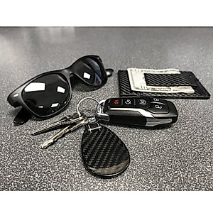 iPick Image Compatible with Honda Odyssey Real Black Carbon Fiber with Leather Strap Large Tear Drop Key Chain