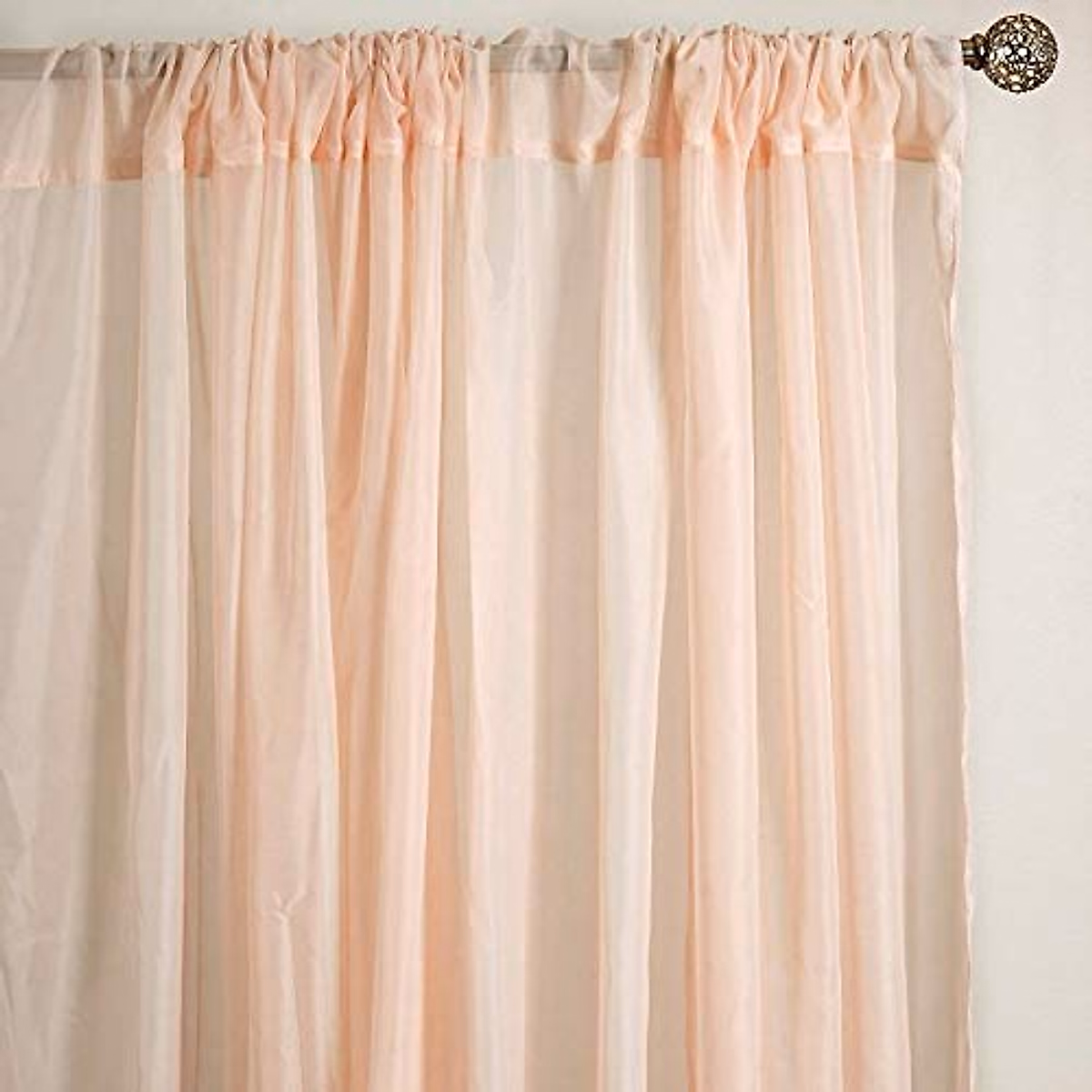 BalsaCircle 10 feet x 10 feet Blush Sheer Voile Backdrop Drapes Curtains 2 Panels 5x10 ft - Wedding Ceremony Party Home Decorations