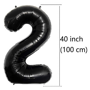 Jurxy Large Foil Mylar Balloons 40 Inch Black Number Balloons Giant Jumbo Birthday Balloons for Birthday Party Decorations –Black 22