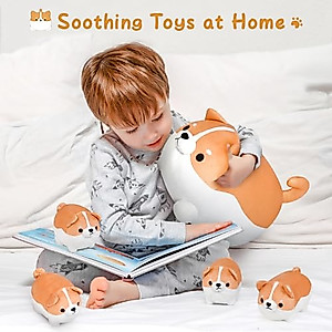 KMUYSL Unicorn Toys for Girls Ages 3 4 5 6 7 8+ Year - Unicorn Mommy Stuffed Animal with 4 Baby Unicorns in Her Tummy, Plush Toys Set for Girls, Kids (Corgi Puppies)