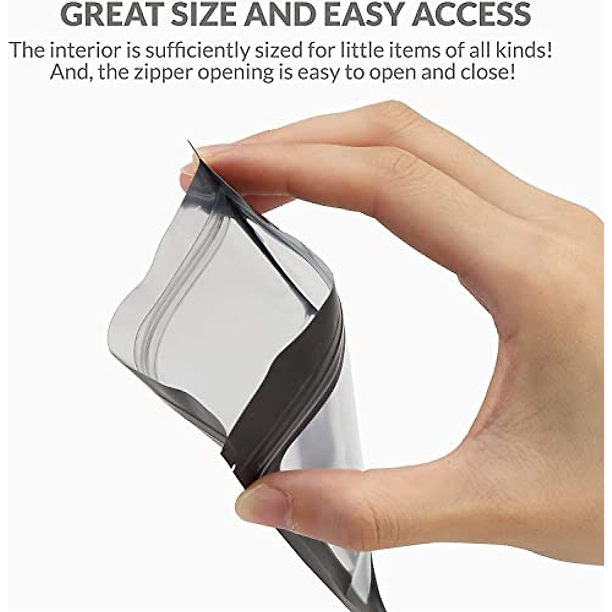 100 Pieces Resealable Mylar Ziplock Bags,4 SizesSmell Proof Bags,Holographic Bags with Clear Window,Self Sealing Bag for Party Favors, Lipgloss, Jewelry, Candy